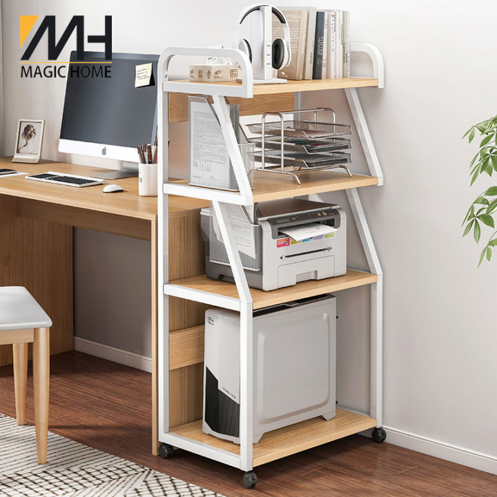 Magic Home Office Storage Rack Floor Stand Shelf Nordic Wooden Steel ...