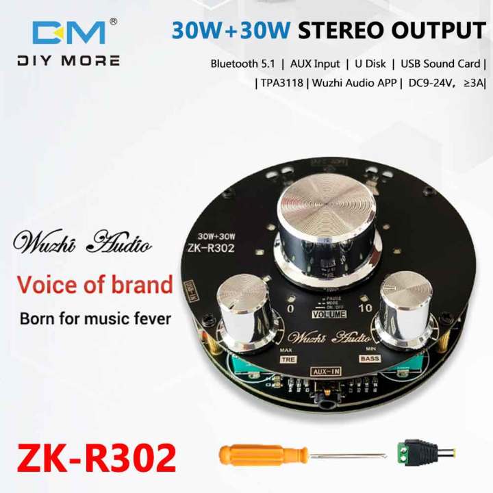diymore Bộ Khuếch Đại Công Suất Bluetooth Chỉ Báo Âm Lượng Mát Mẻ ZK-R302 30WX2 TPA3118 Mô-đun ...