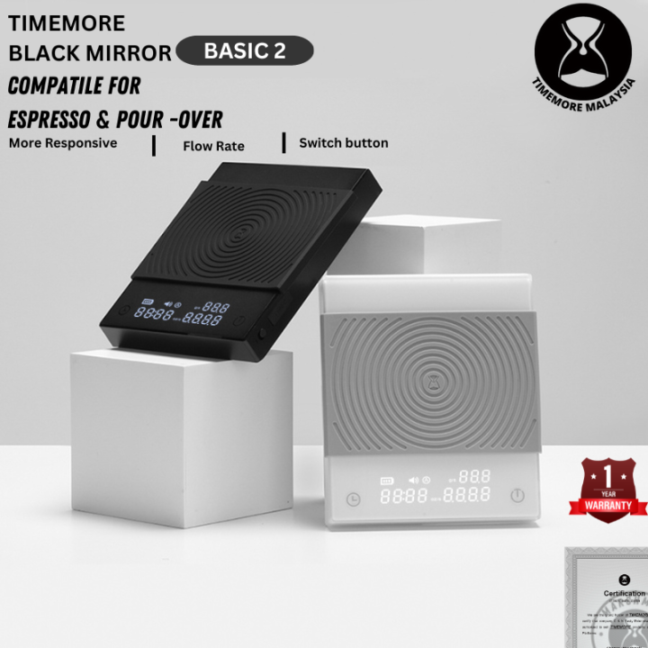 2023 Version TIMEMORE - Black Mirror Basic 2 Rechargtable coffee Digital Scale with Auto Timer ...