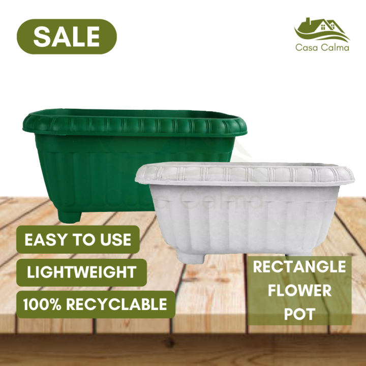 Wide Plastic Rectangle Indoor/Outdoor Flower Pot | Lazada PH