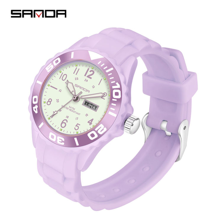 Sanda Couple Fashion Trend Luminous Calendar Dual Display Quartz Watch ...