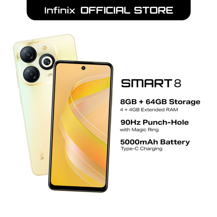 Infinix Smart 8, (up to 8GB [4GB + 64GB], 90hz Punch-Hole Display, 5000 ...