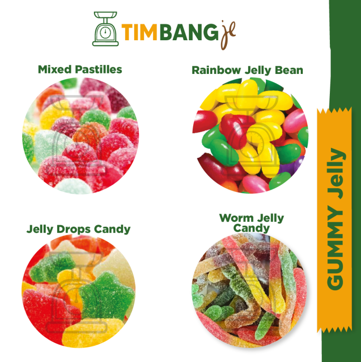 Gummy Jelly Sweets Candy Worm Shaped Mix Pastilles Sweets Rainbow ...