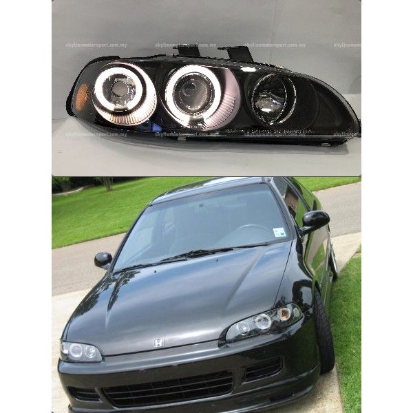 ไฟหน้าโปรเจคเตอร์ LED วงแหวน Honda Civic SR4 EG EG6 EG9 100% จากไต้หวัน ...