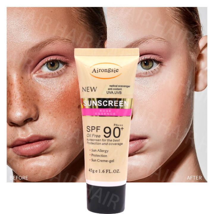 Facial Sunscreen Cream SPF 90 PA+ Moisturizing Skin Protect Sunblock ...