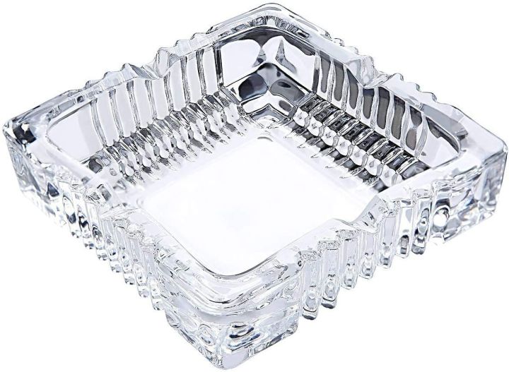 GLASS ASHTRAY SQUARE SHAPE LUXURY TABLETOP CLEAR GLASS ASHTRAY INDOOR ...
