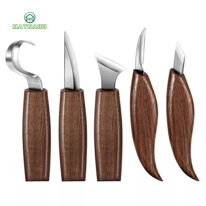 5 Pcs Chisel Woodworking Cutter Hand Tool Set Wood Carving DIY Peeling ...