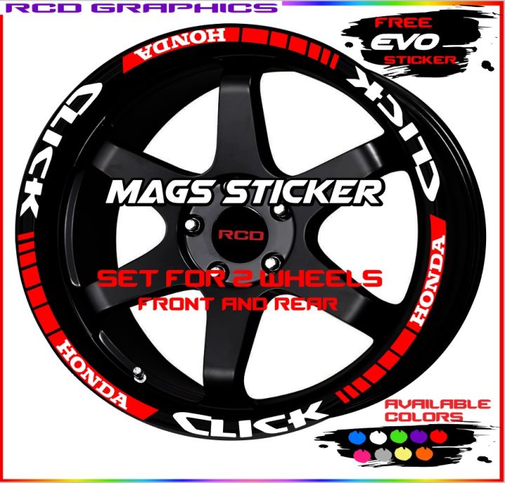 HONDA CLICK MAGS STICKER DECALS SET FOR 2 TIRES | Lazada PH