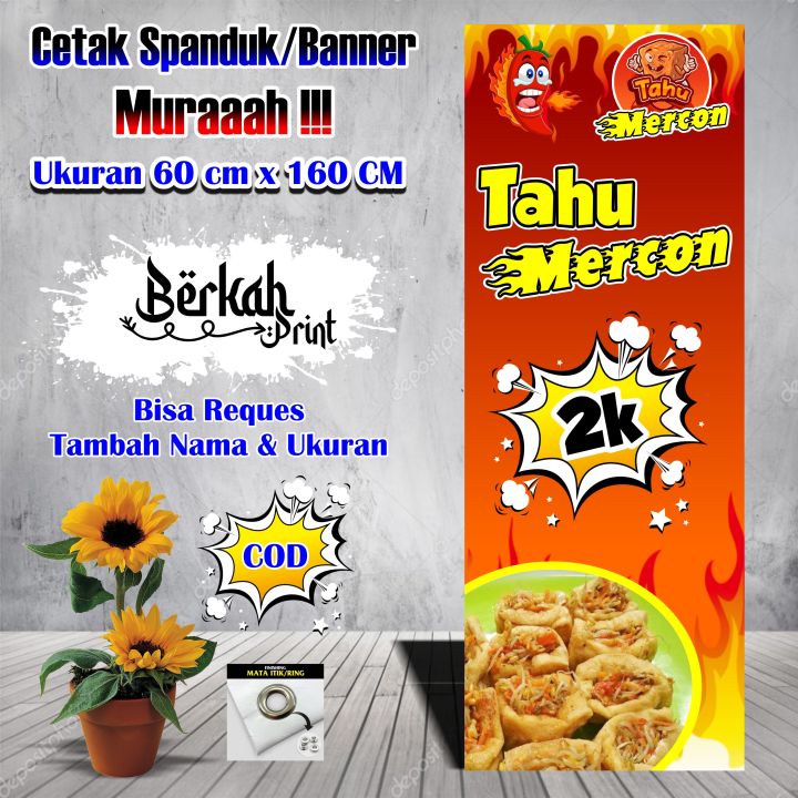 Spanduk Banner Tahu Mercon Ukuran 60 cm x 160 cm | Lazada Indonesia