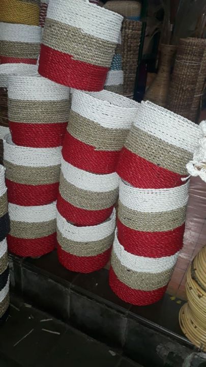Keranjang Anyaman / Keranjang anyaman Seagrass/ Cover Pot isi 3/ Rak ...