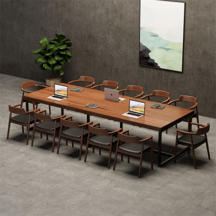 Solid wood conference table, long table, simple modern desk, industrial ...