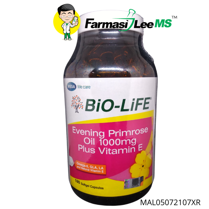 Bio-Life EPO Evening Primrose Oil 1000mg Plus Vitamin E 180s (Exp 11/ ...