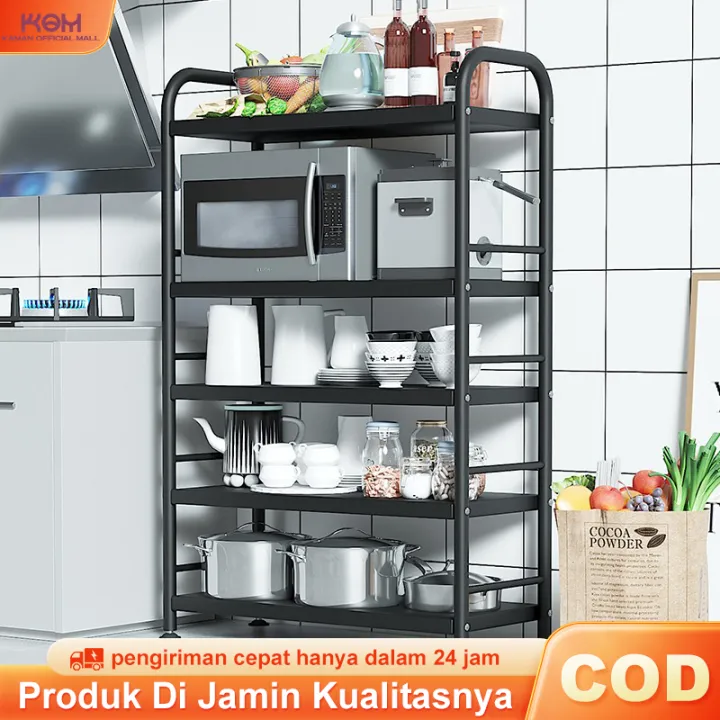 Rak baja karbon dapur Rak kompor gelombang mikro multi-lapisan lantai ...