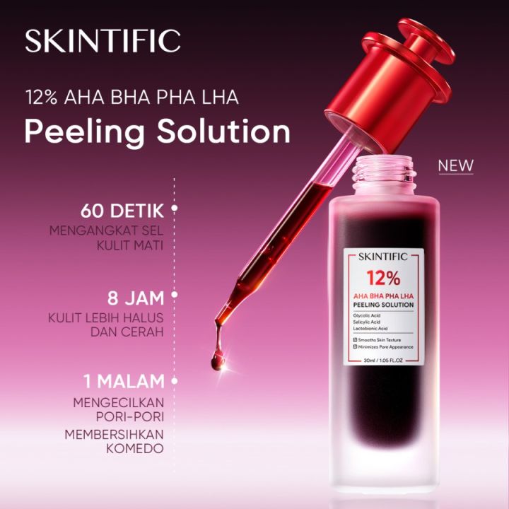 SALE SKINTIFIC 12% AHA BHA PHA LHA Peeling Solution 30ml Serum | Lazada Indonesia