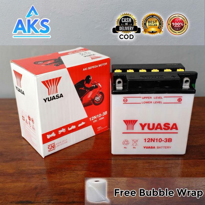 Aki Motor Roda 3, Viar, Aki Vespa, Genset, Aki Setrum Ikan, Aki Odong-Odong Yuasa 12N10-3B Aki ...