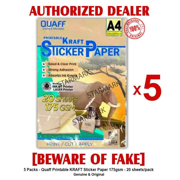 Quaff Printable Kraft Sticker Paper Papers KRAFT Stickers A4 Size ...
