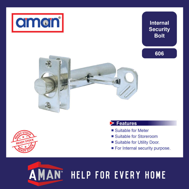 AMAN Single Internal Door Security Bolt Indoor Security Dead Bolt Lock ...