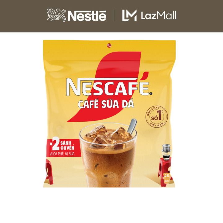 [ƯU ĐÃI THÁNG 6] Bịch Cà phê Hòa tan NESCAFÉ CAFÉ SỮA ĐÁ 25 gói Nhân ...