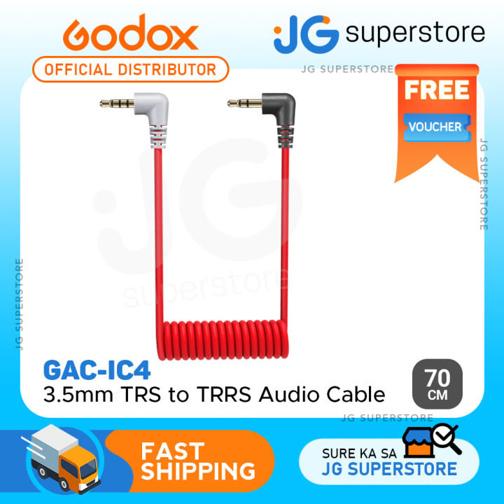 Godox GAC-IC4 3.5mm TRS to TRSS Audio Connect Adapter Cable (70cm) with Gold Plated Connectors ...
