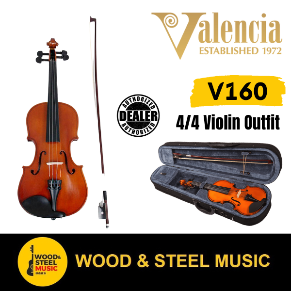 Valencia V160 Violin Outfit 4/4 Set Kit with Bow, Rosin and Foam Case ...