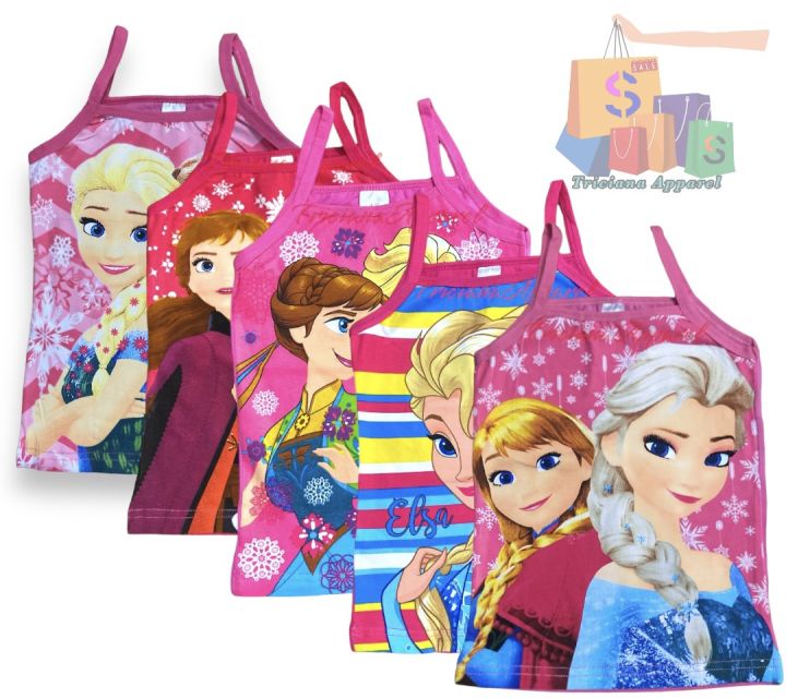 Frozen Spagettie Strap Sando Cotton Character Top for kids Elsa and ...