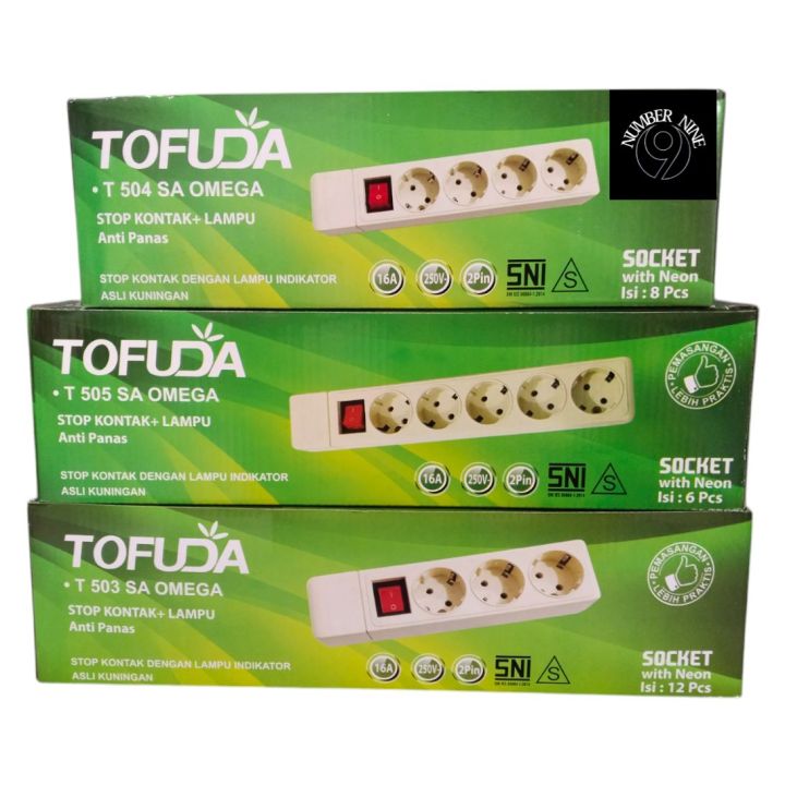 (Paket 1 Box) Tofuda Stop Kontak Arde Saklar ON/OFF 2, 3, 4, 5 Lubang ...