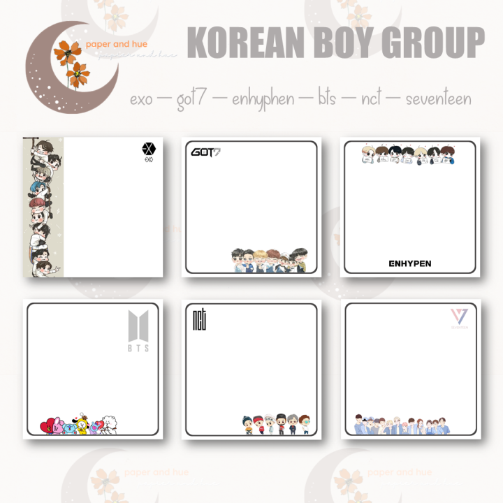 KPOP BOY GROUP exo got7 enhyphen bts nct seventeen Notepads 3x3/4x4 ...