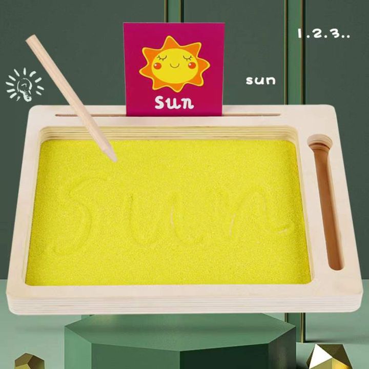 Sand Tracing Tray Montessori Letter Formation Sand Tray with Wooden Pen ...