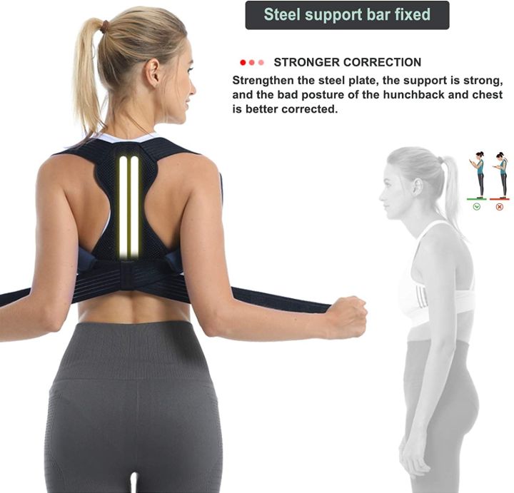 Men&Women Posture Corrector Back Support Belt Clavicle Spine Lumbar ce Corset Posture Correction ...