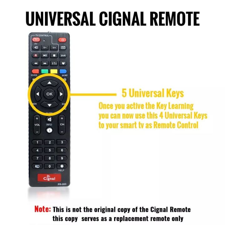OSQ Universal Cignal Replacement Remote Control Key Learning for Cignal ...