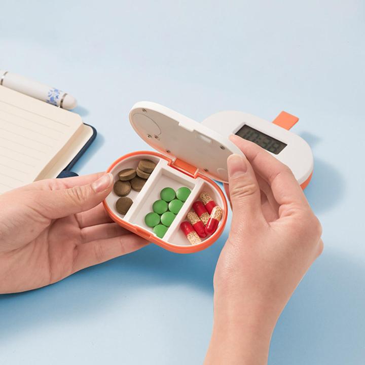 CUTICATE 3 Grid Pill Box Alarm Timer with LCD Digital Dustproof ...