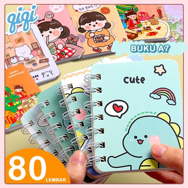 notebook mini A7 buku Kecil Catatan/notebook ring motif/Buku Notes ...