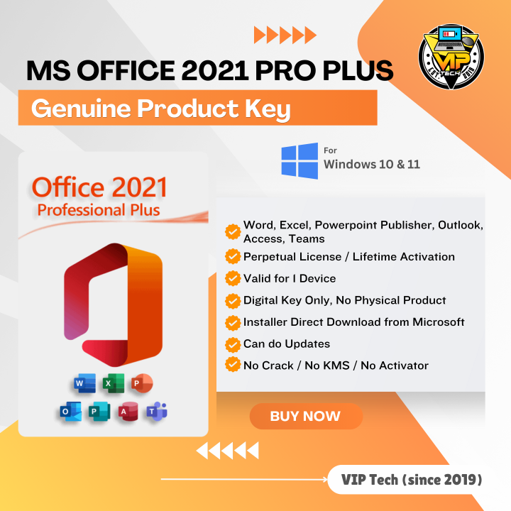 Lifetime License Key for MS Office 2021 / 2019 Pro Plus / Windows 10 / ...