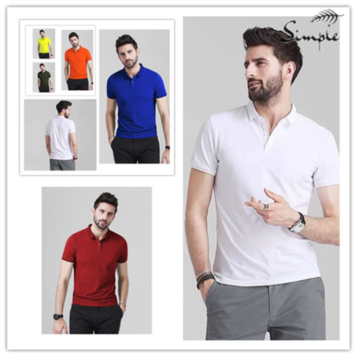 SIMPLE Men's Fashion Simple Polo Shirt Plain Comfortable Clothes 9 ...