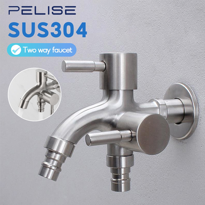 Pelise Two Way Faucet 304 Stainless Steel 1 In 2 Out Dual Function Tap ...