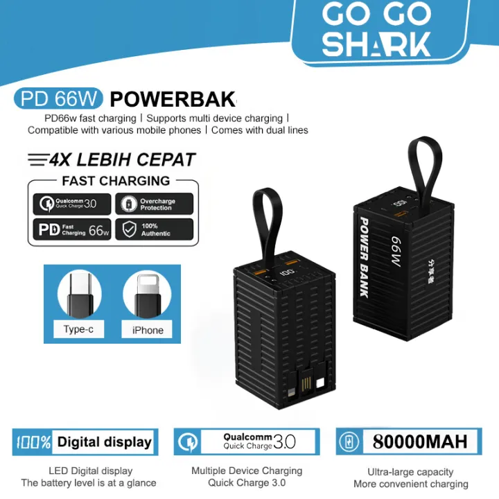 80000mAh Power Bank Outdoor Large Capacity With Cable 66W Fast Charging ...