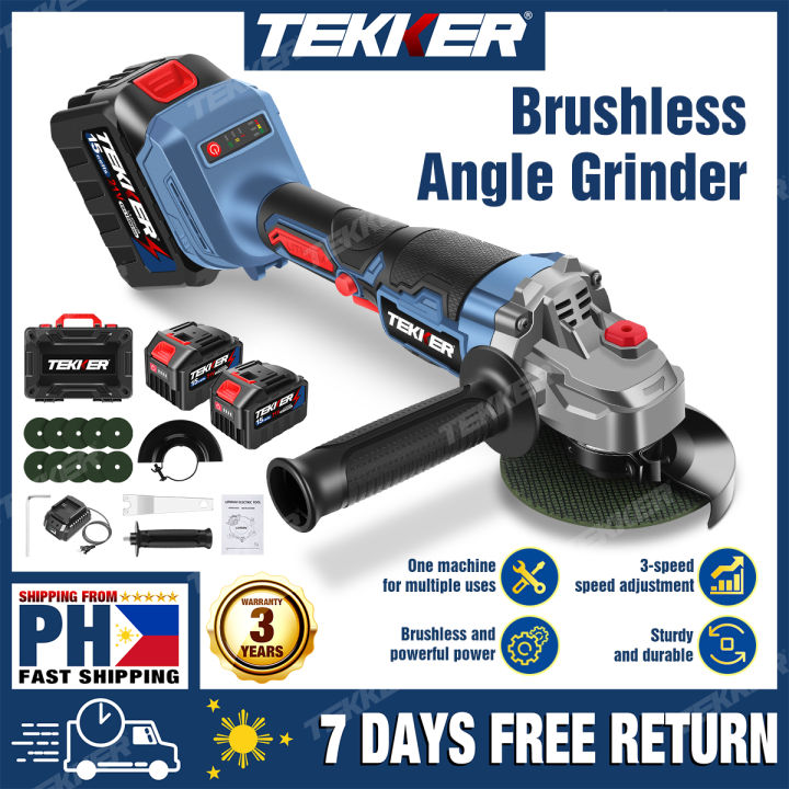 TEKKER Brushless Cordless Angle Grinder Tools Grinding Disc Portable ...