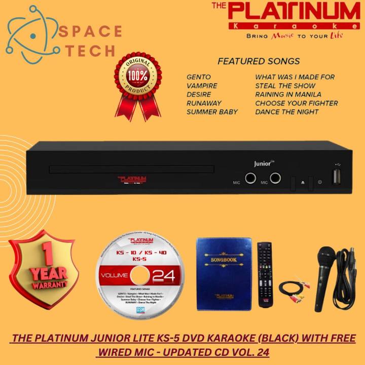 The Platinum Junior Lite KS-5 DVD Karaoke (Black) with Free Wired Mic - UPDATED CD VOL.24 ...