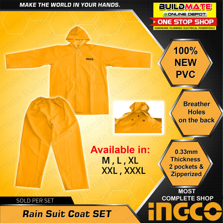 INGCO THICK Heavy Duty Rain Coat Suit and Pants SET 100% NEW PVC ...