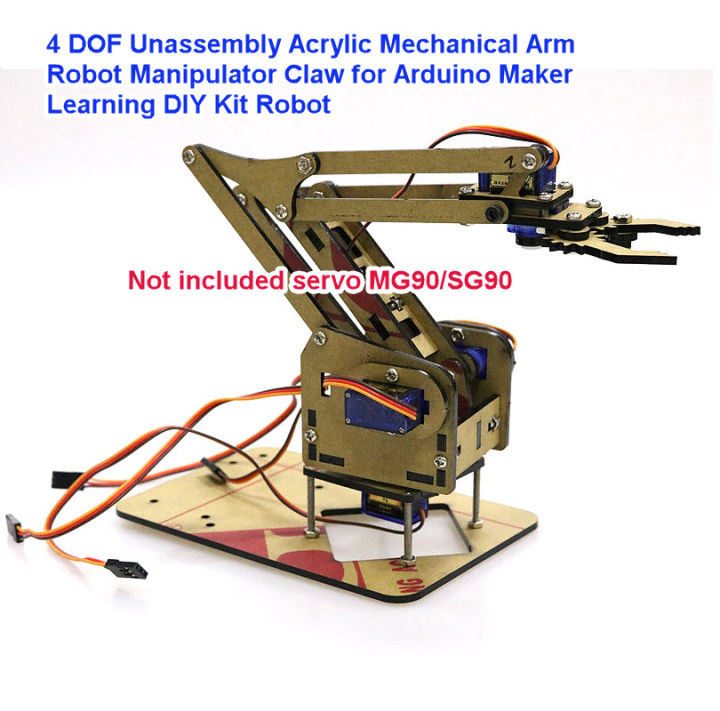 4 DOF Unassembly Acrylic Mechanical Arm Robot Manipulator Claw for Arduino Maker Learning DIY ...
