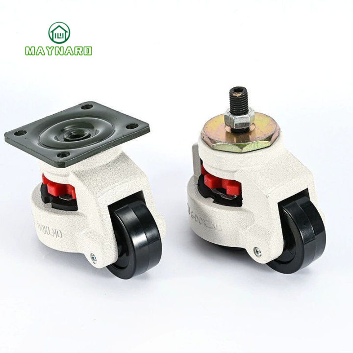 Leveling Machine Casters with Nylon Wheel and Rubber Foot, Retractable ...