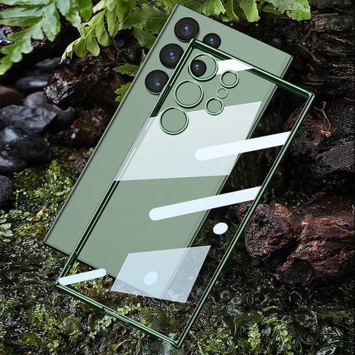 Luxury Plating Transparent Thin Case for Samsung Galaxy S23 S22 S21 FE S20 Ultra Plus A53 A13 5G ...