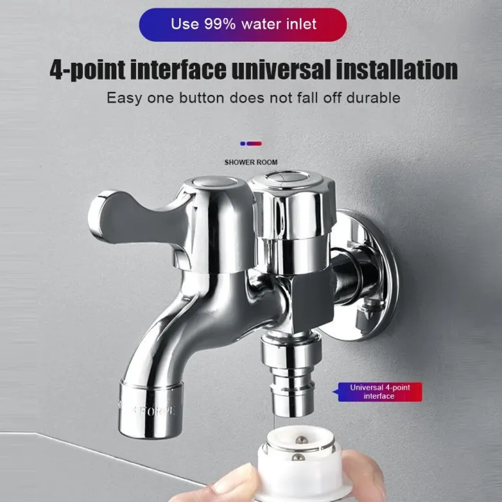 Stainless Steel 1 in 2 out Head Two Way Water Washer Tap Faucet（It Has ...