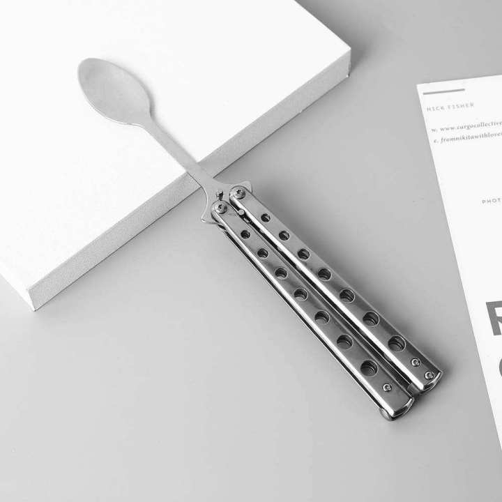 newMetal Folding Balisong Trainer Spoon Fork Butterfly Knife | Lazada PH