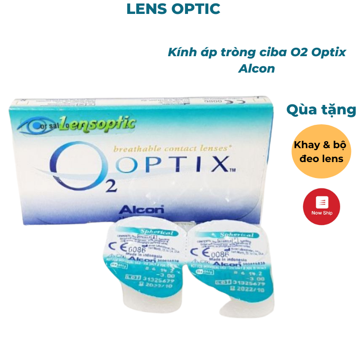 Kính áp tròng Ciba O2 Optix dùng 3 tháng không màu, lens mắt trong suốt ...