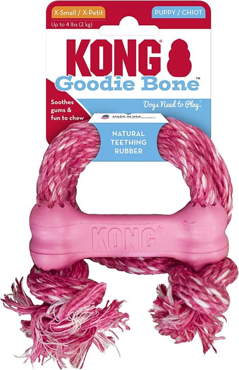 KONG Goodie Bone Soothes Gum Fun To Chew Rubber Teething Toy X- Small ...