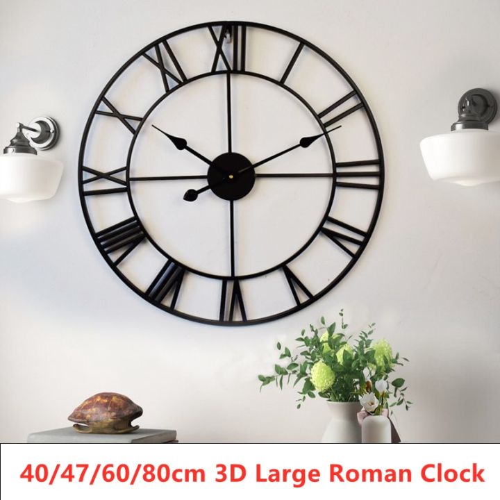 40/47/60/80cm Modern 3D Large Retro Black Iron Round Art Hollow Metal ...