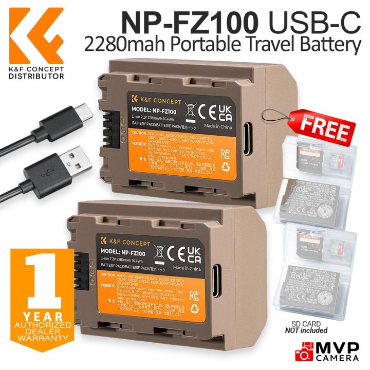 K&F KF CONCEPT NP-FZ100 NPFZ100 FZ100 Travel Battery USB Type C Sony ...