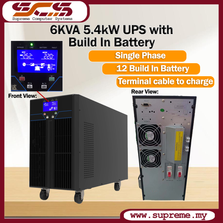 6KVA 5.4kW 220V Single Phase Heavy Duty Online UPS with 12 Build In ...