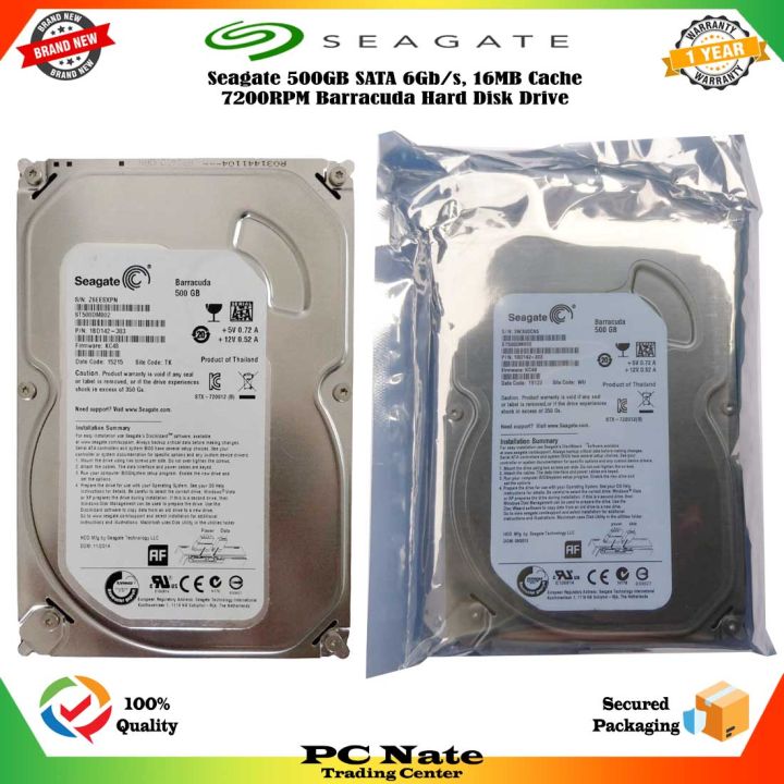 Seagate 500GB SATA 6Gb/s, 16MB Cache 7200RPM Hard Disk Drive HDD 95% ...